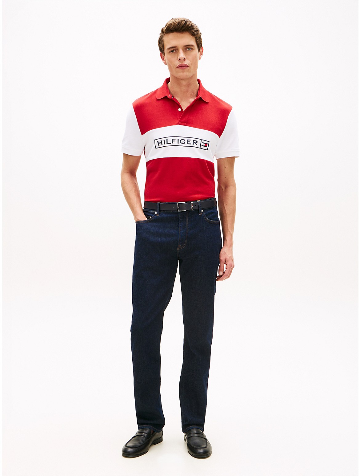 TOMMY HILFIGER men's regular fit wicking pique polo -